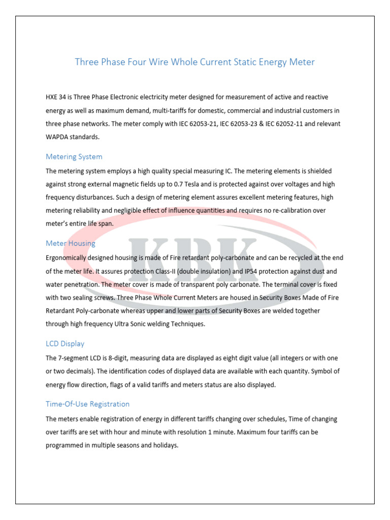 Three Phase Whole Current Energy Meter | PDF | Voltage | Liquid Crystal ...