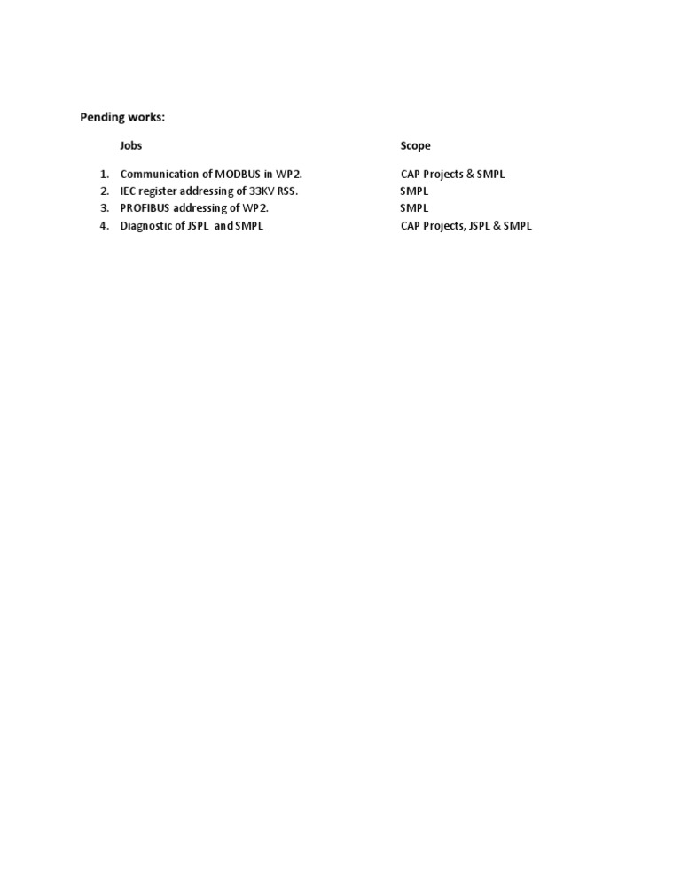 Pending Works Overview and Scope | PDF