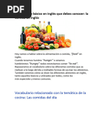 Vocabulario de 70 comidas en inglés | PDF | Alimentos | Comida y bebida