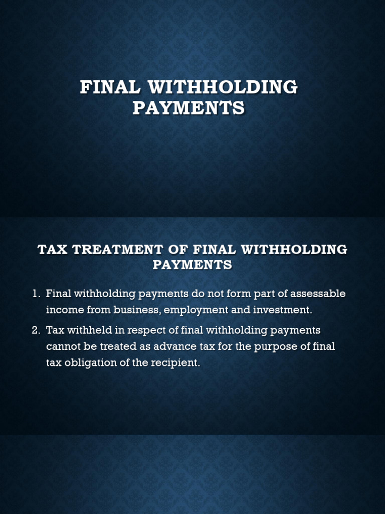 Final Withholding Payments | PDF | Taxes | Government Finances