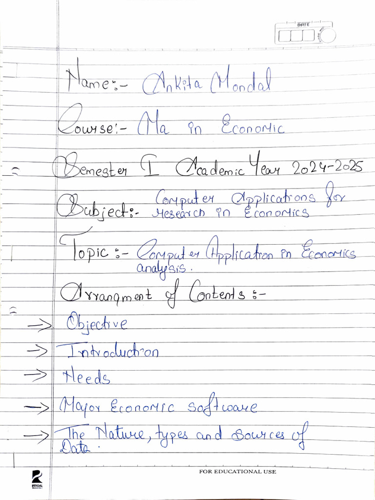 Computer Application For Research in Economics | PDF