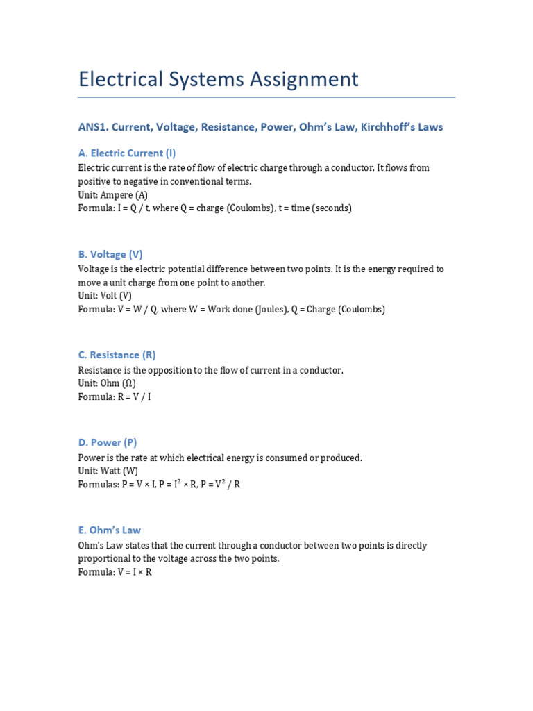 ELECTRICAL ASSIGNMENT 1&2 | PDF | Electric Power Distribution | Electric Power Transmission