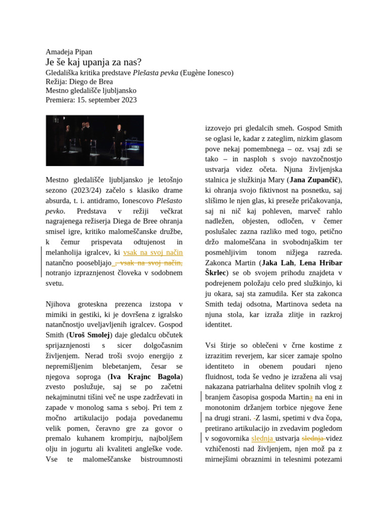 Pop1 - Gledališka Kritika Amadeja Pipan | PDF