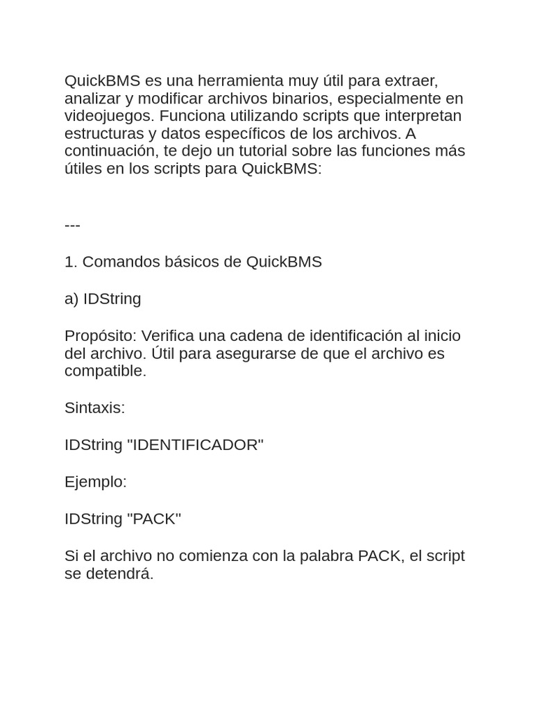 Funciones QUICKBMS | PDF | Archivo de computadora | Puntero (Programación de computadora)