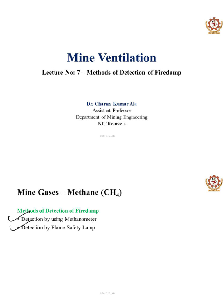 Lecture 7 - Mine Gases - Methods of Detection of Firedamp | PDF