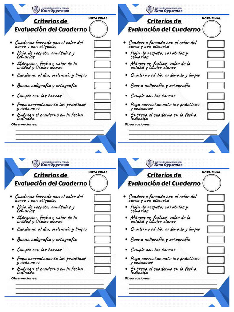 Nota Final de Cuaderno | PDF