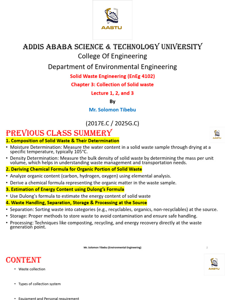 Chapter 3 Lecture 1 - 2 - 3 | PDF | Waste | Waste Management