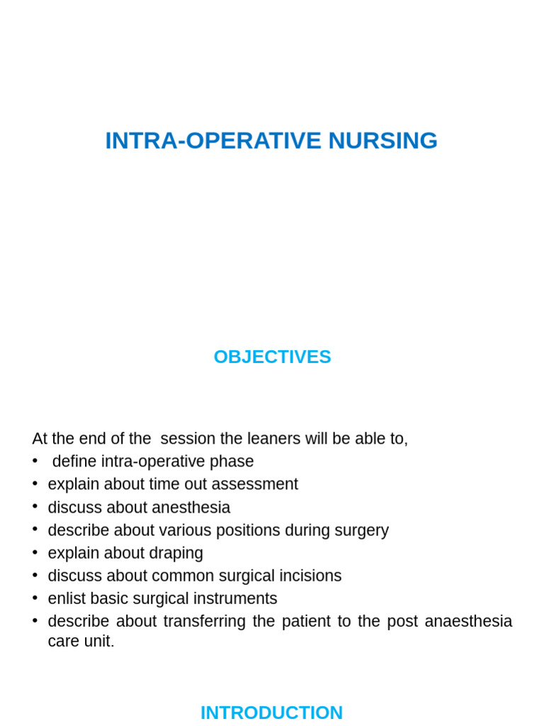 Intraoperative Nursing | PDF | Anesthesia | Surgery