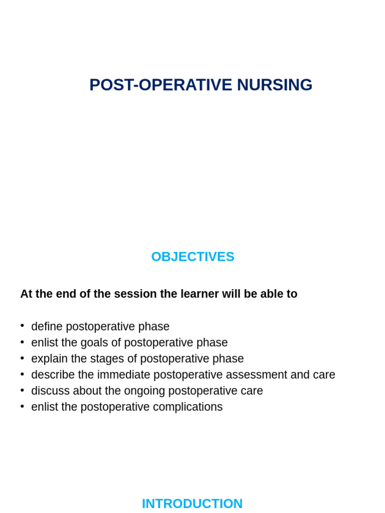 Postoperative Nursing | PDF | Surgery | Pain