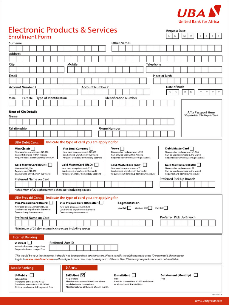 Ebanking-Form UBA | PDF