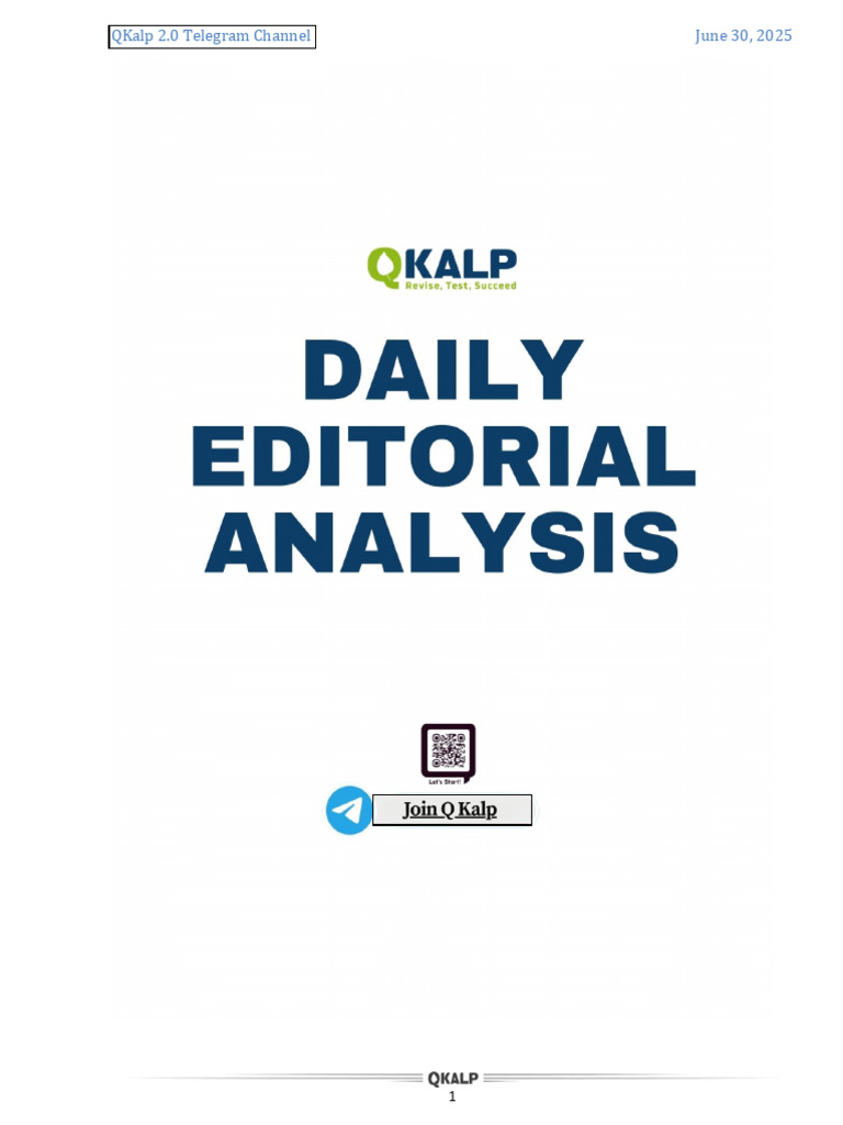 Daily Editorial Analysis Date-30!6!2025 | PDF