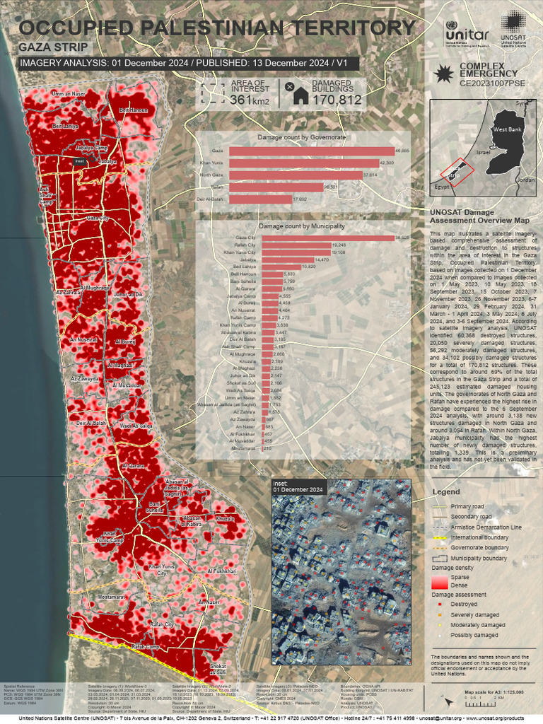Ocha-Opt 019 Unosat Gazastrip Cda 01december2024 | PDF | Gaza Strip | Rafah