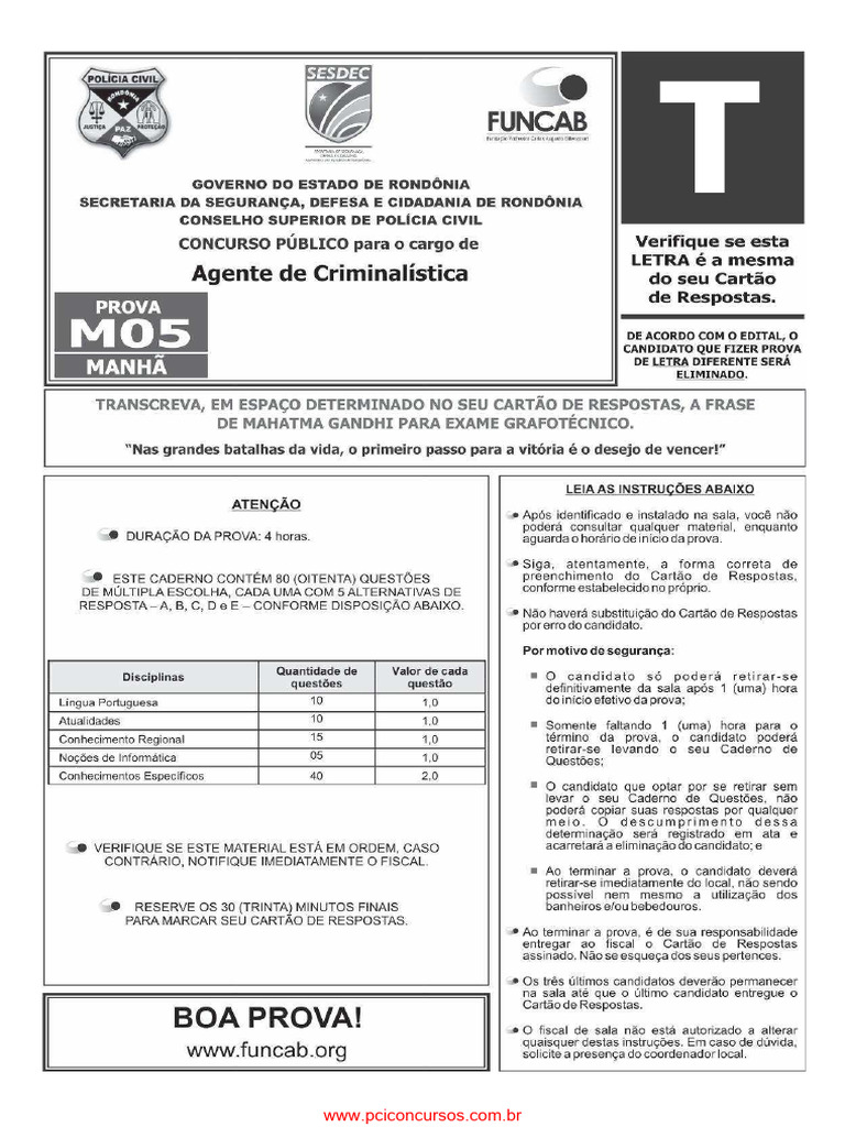 Prova Agente de Criminalística | PDF