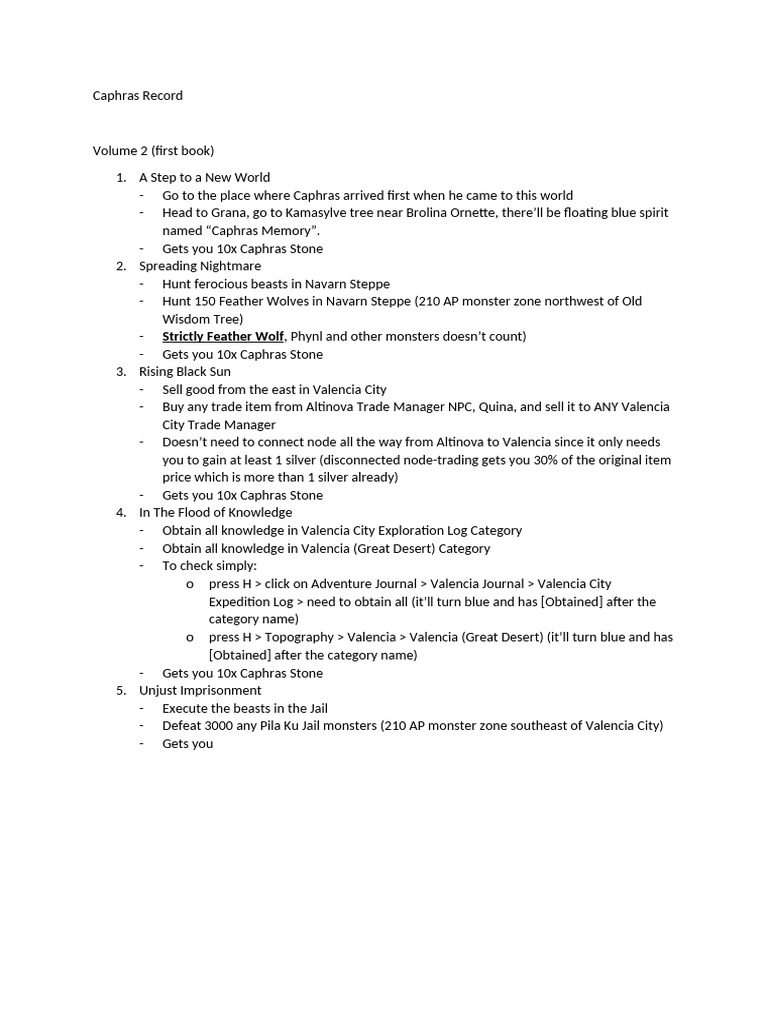 Caphras Record | PDF
