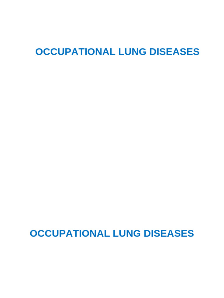 Occupational Lung Diseases | PDF | Particulates | Lung