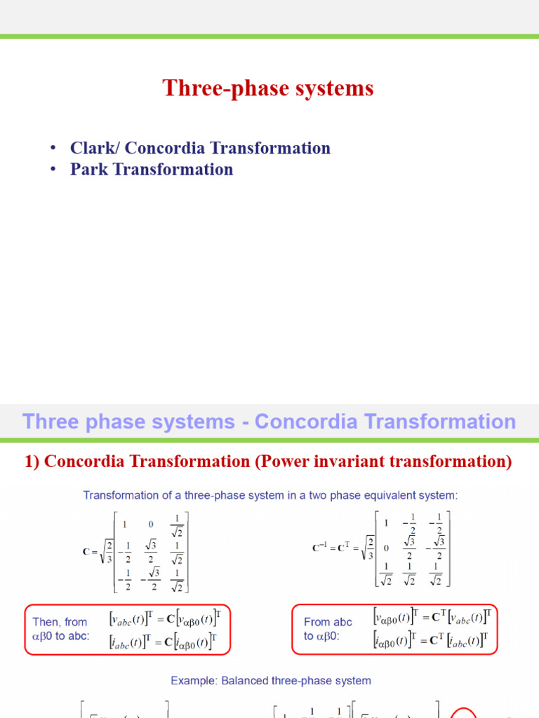 Concordia and Park Transformations | PDF | Ac Power | Mathematical Physics