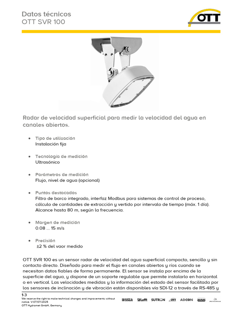 Ott OTT SVR 100 | PDF | Sensor | Medición