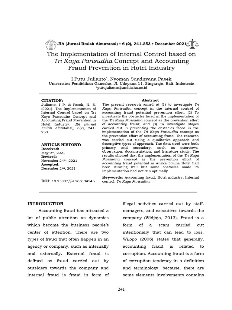 The Implementation of Internal Control Based On TR | PDF | Perception