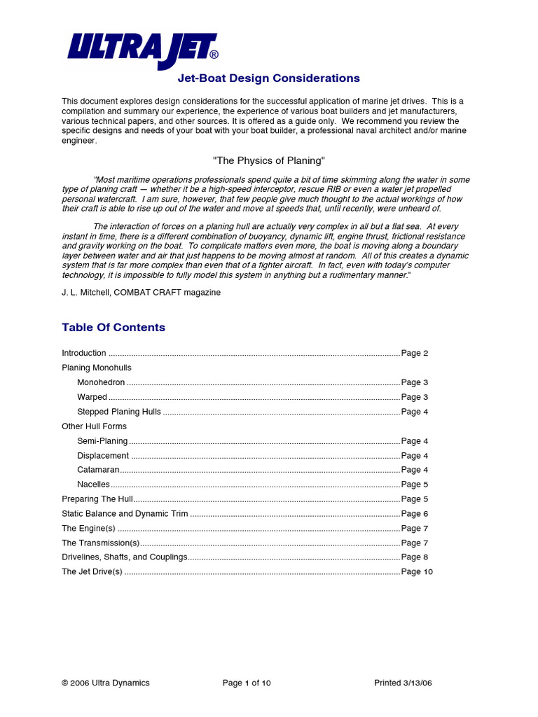 Jet Boat Design Considerations - Ultra Dynamics Ltd. 2006 | PDF | Hull ...