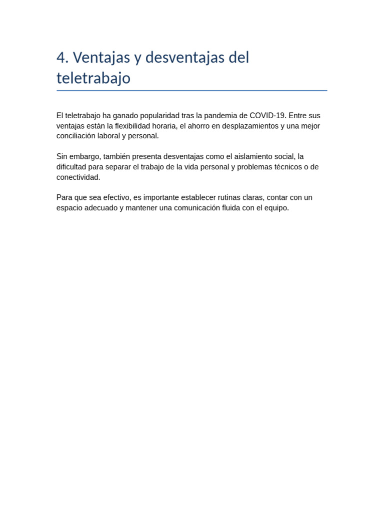 Ventajas y Desventajas Del Teletrabajo | PDF