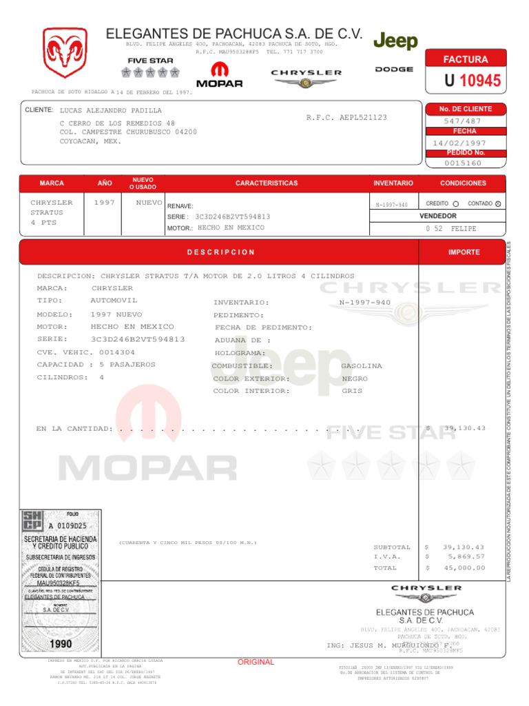 Venta Chrysler Stratus 1997 en Pachuca | PDF | Sedanes | Fabricantes de ...