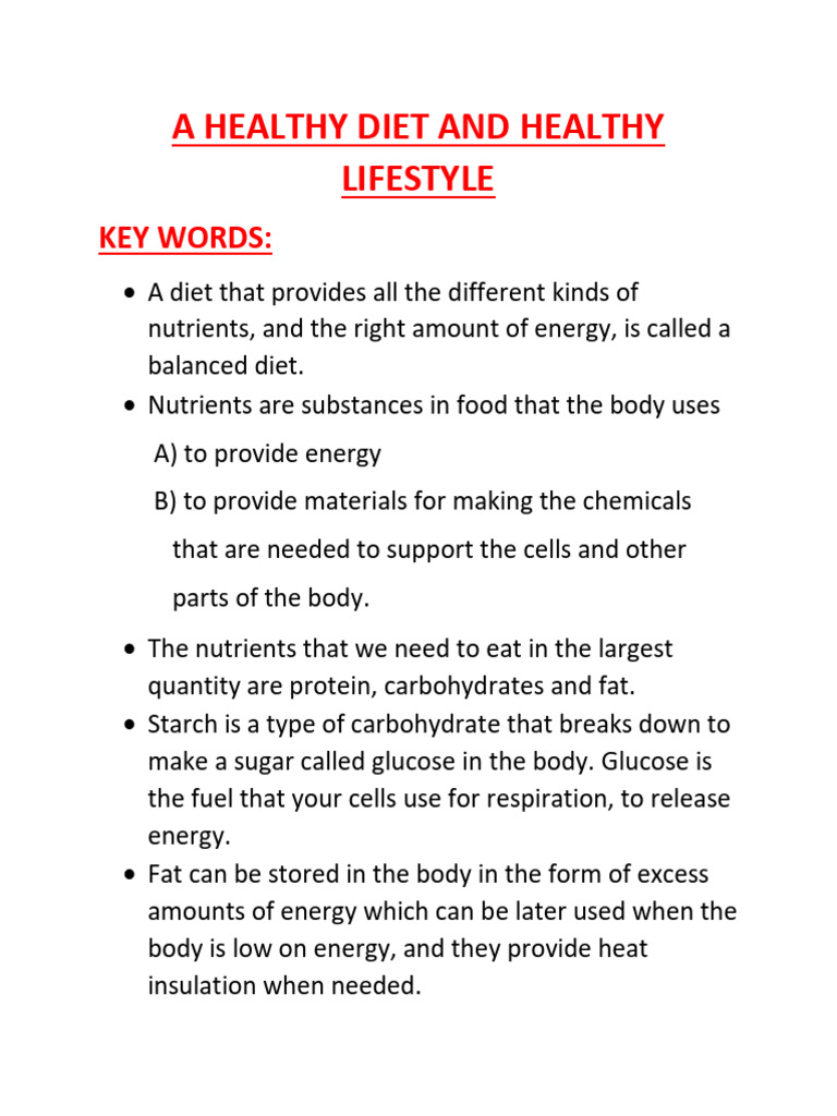 A Healthy Diet and Healthy Lifestyle | PDF | Healthy Diet | Vitamin