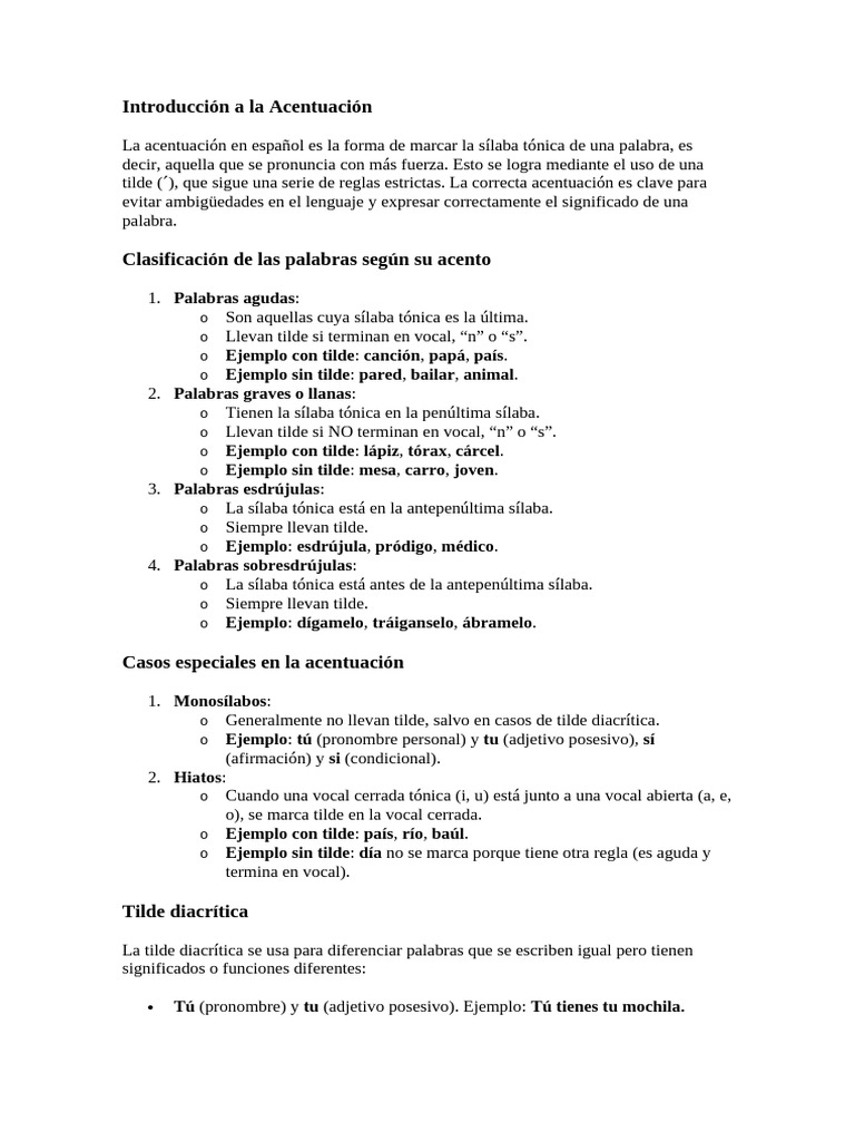 Acentuacion y Tilde | PDF | Lingüística | Gramática