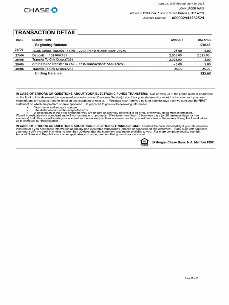 Chase-Statement JOHN FARIS | PDF