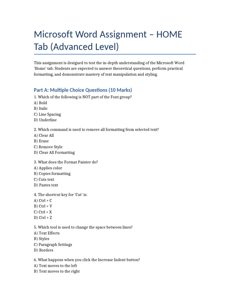 MS Word Home Tab Advanced Assignment | PDF | Microsoft Word | Letter Case