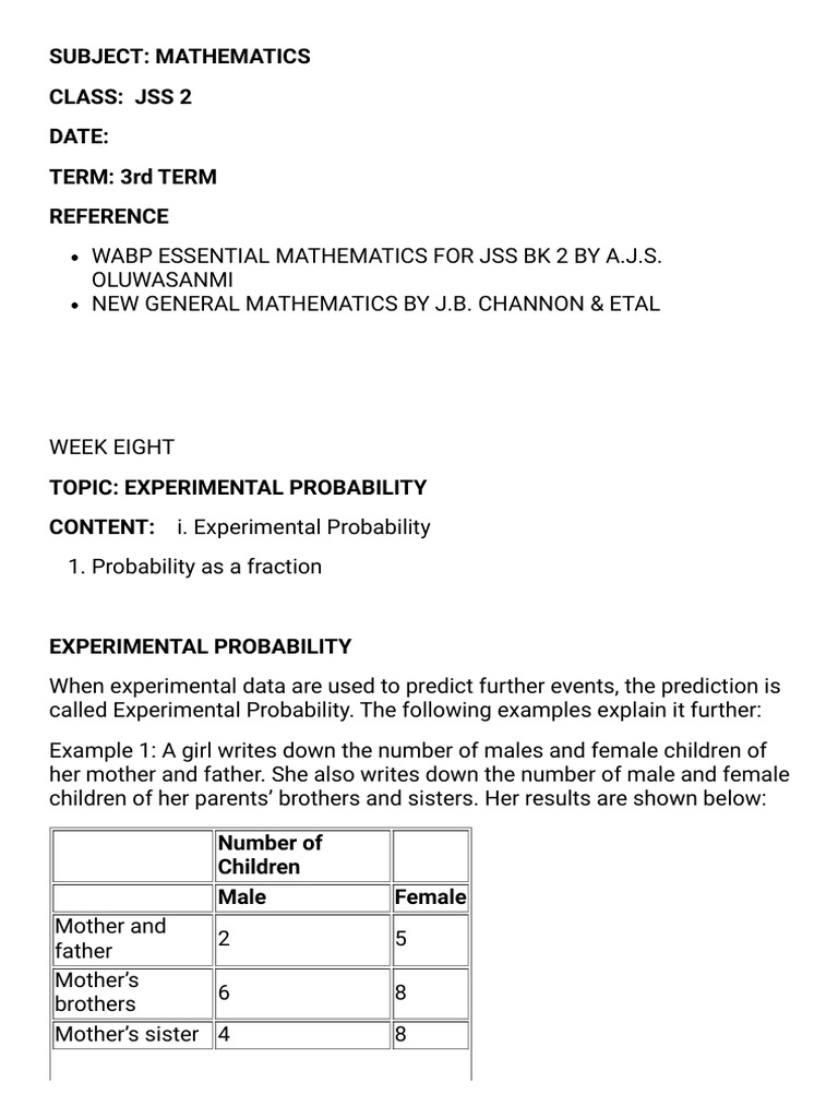 5953 Experimental Probability | PDF | Probability | Mathematics