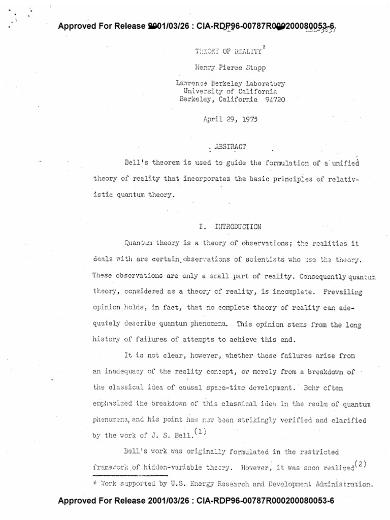 CIA Copy of Theory of Reality | PDF