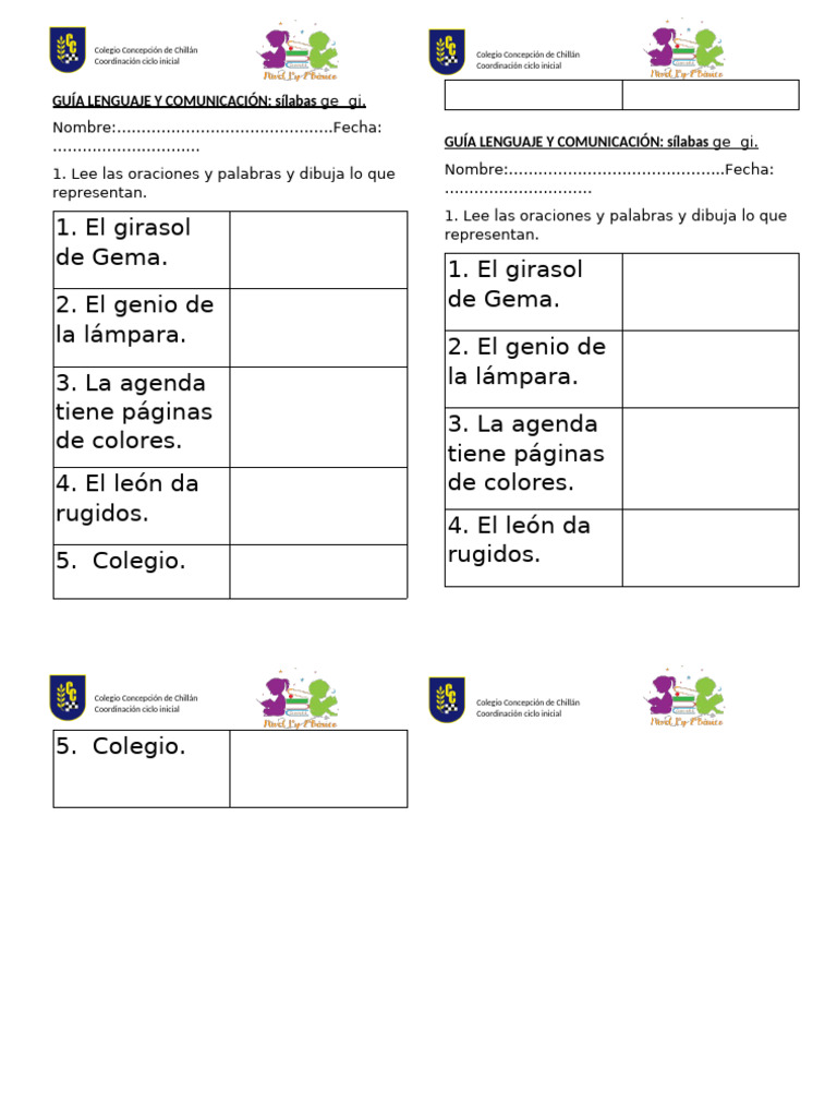 Letra Ge Gi Clase 4 | PDF