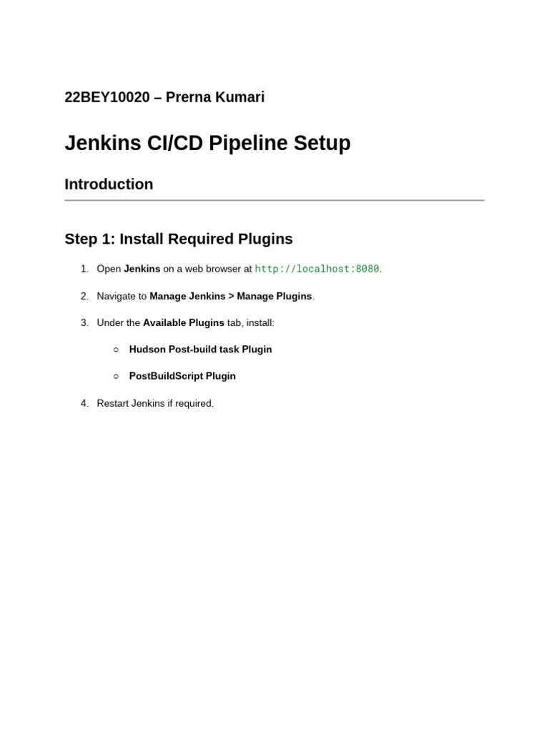Jenkins CI CD Pipeline Setup DevOps | PDF | Sudo | Unix Software