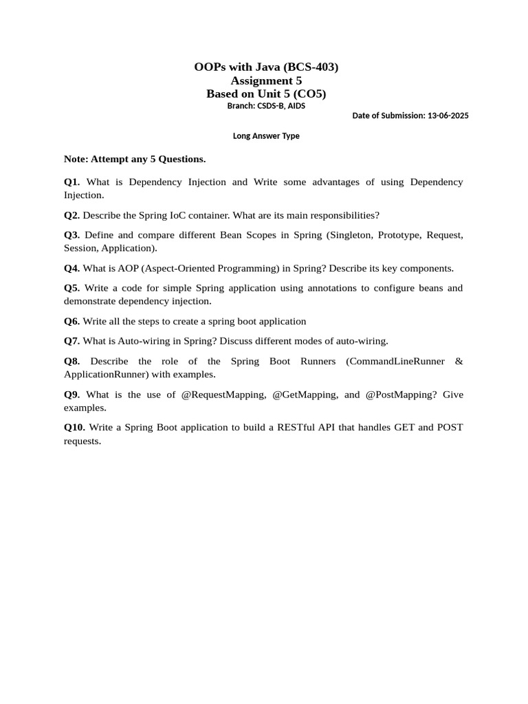 Assignment 5 OOPs With Java | PDF