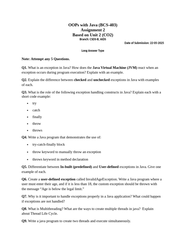 Assignement 2 OOPs With Java | PDF