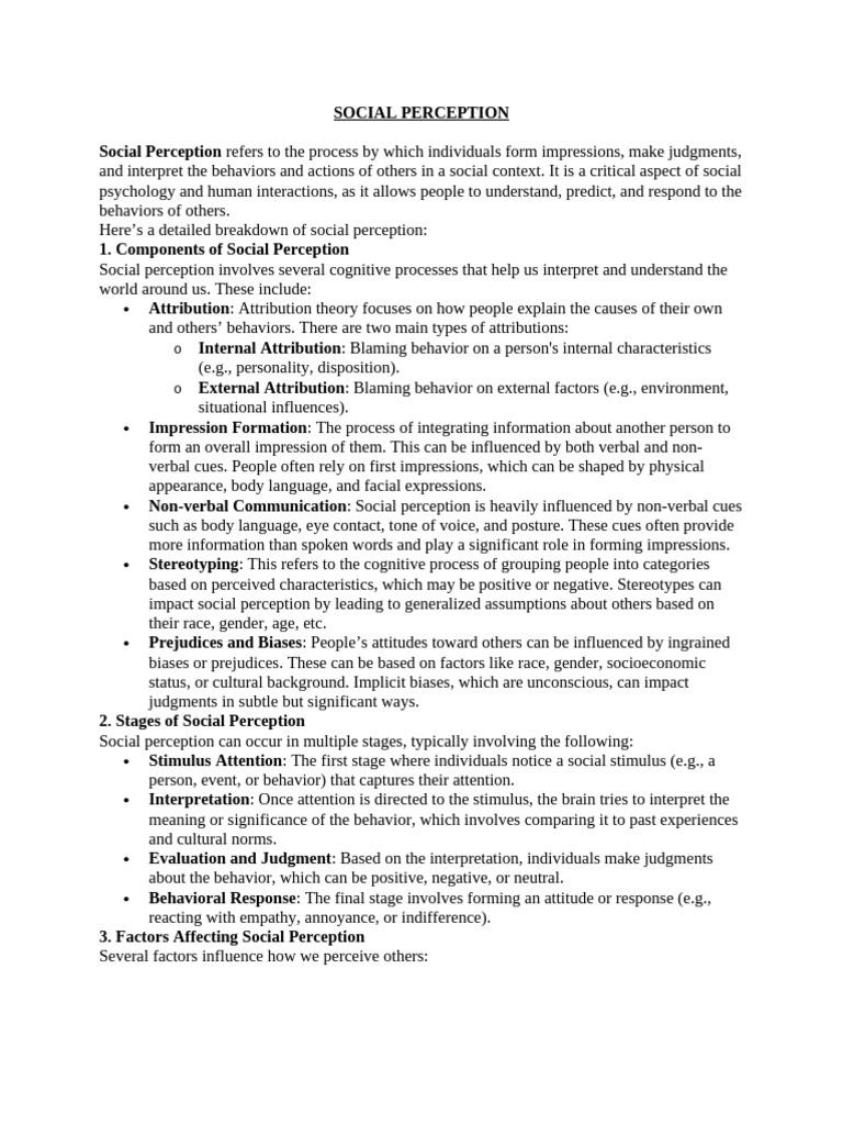 Lecture 7 Social Perception | PDF | Bias | Perception