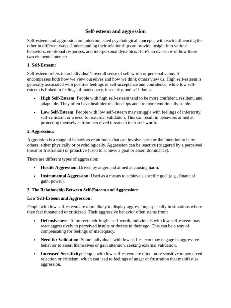 Self-Esteem's Impact on Aggression | PDF | Self Esteem | Aggression