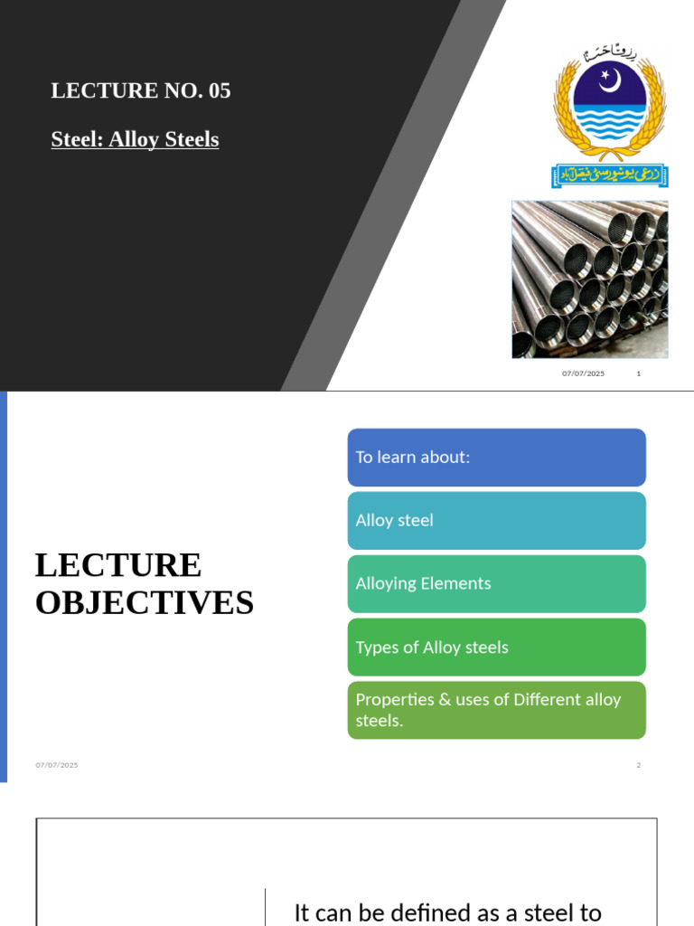 Lecture 6 Steel, Alloy Steels | PDF | Steel | Stainless Steel