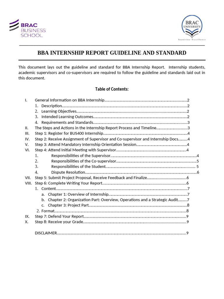 BBA Internship Guideline and Standard - SUM2024 | PDF | Marketing | Methodology