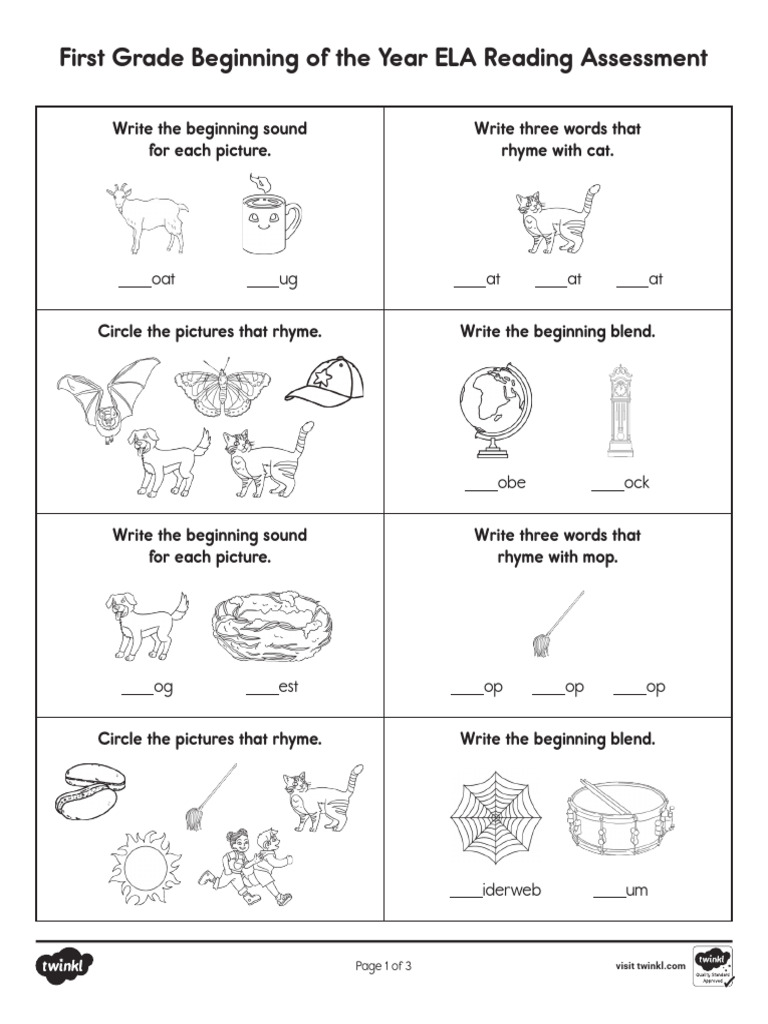 First Grade ELA Reading Assessment | PDF | Linguistics | Phonetics