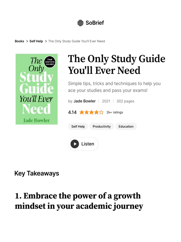 The Only Study Guide Youll Ever Need | PDF | Mindset | Professional Skills
