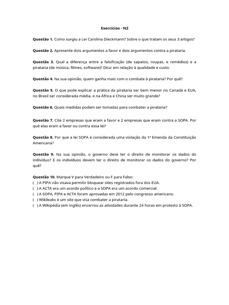 Exercícios 01 | PDF