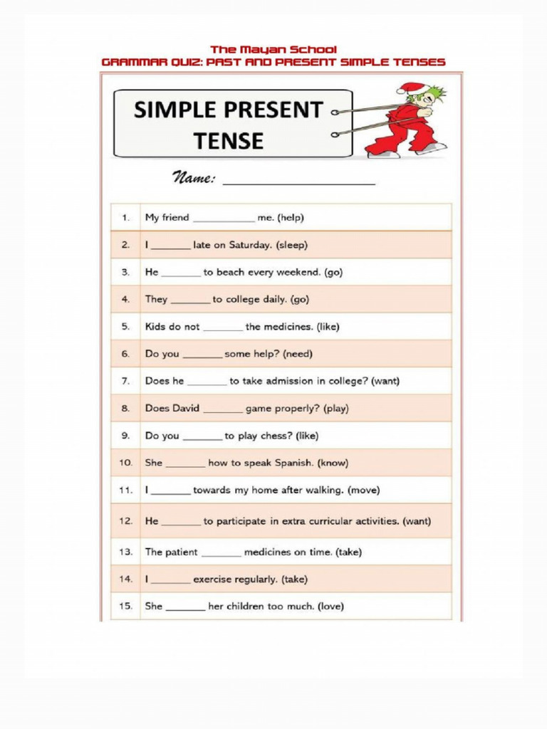 Tenses Revision Grade 4 | PDF