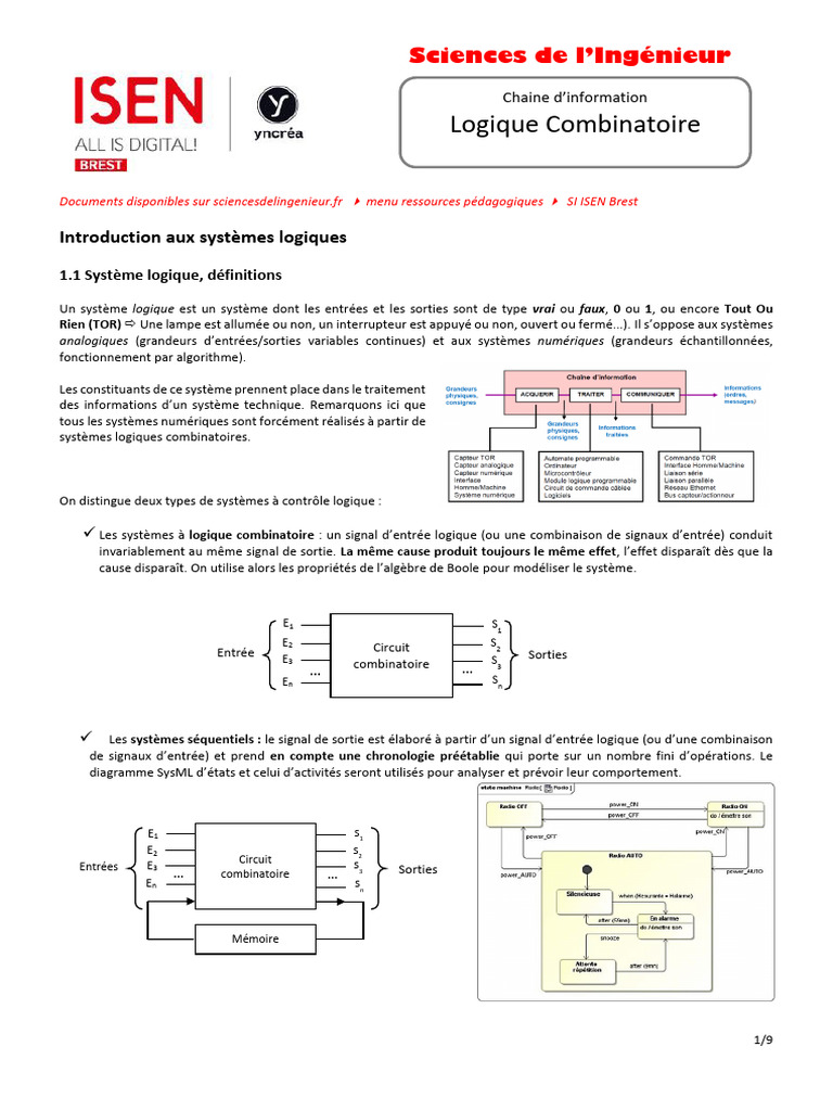 Introduction à la logique combinatoire | PDF | Feu de circulation ...