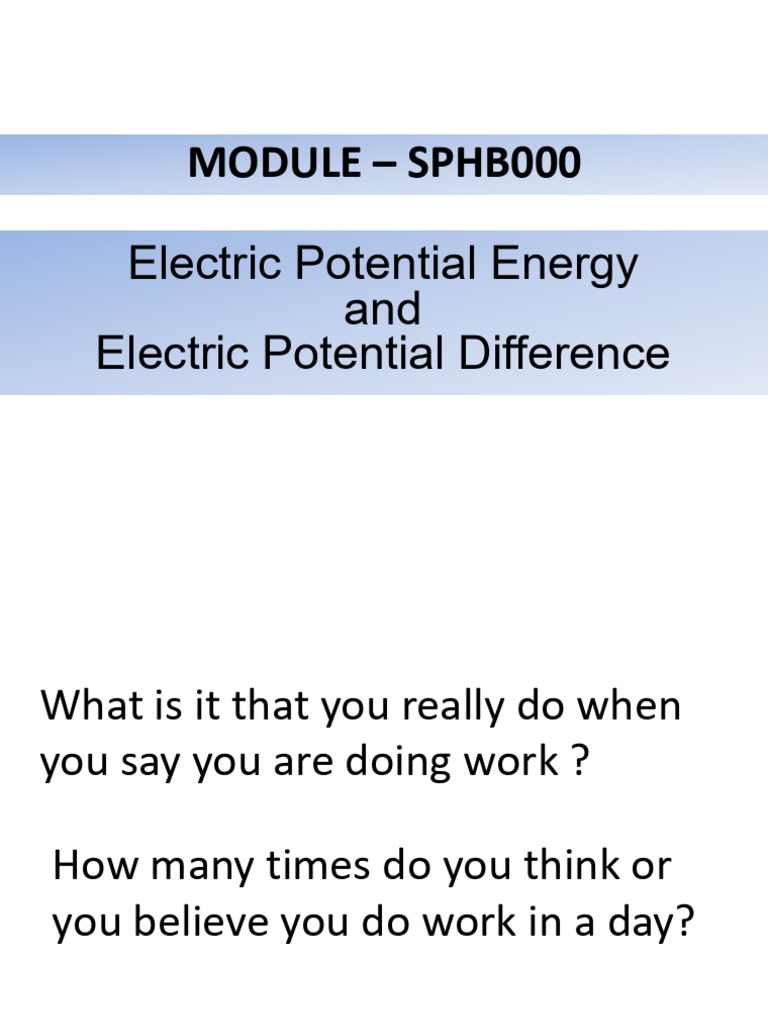 Chapter 03 Electric Potential Energy and Difference Uploading | PDF | Potential Energy ...