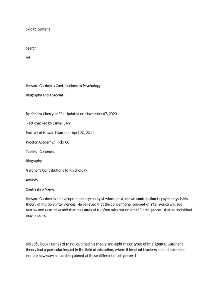 Gardner'theory | PDF | Psychological Concepts | Liberal Arts Education