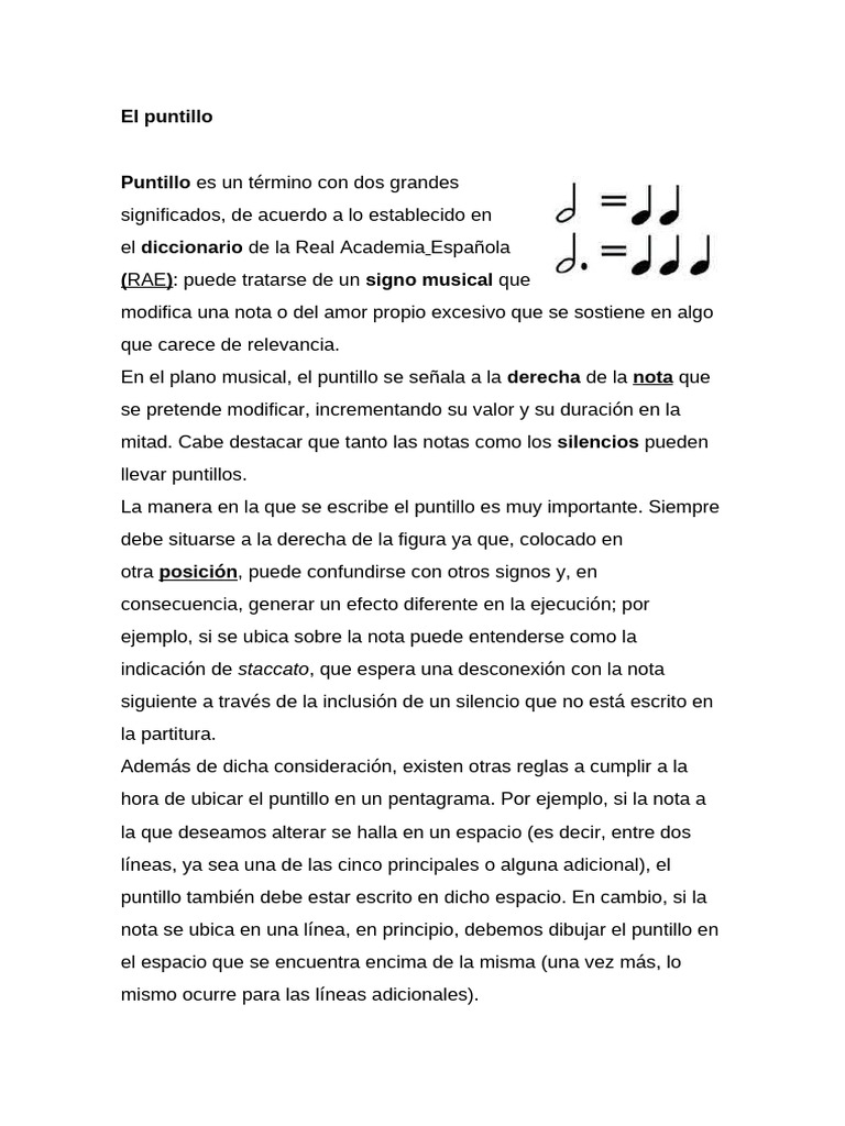 Significado y uso del puntillo musical | PDF | Ritmo y medidor | Teoría ...