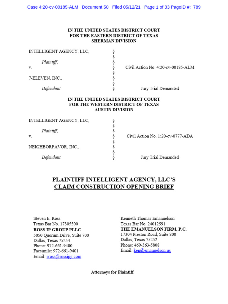 Plaintiff's Opening Brief As Filed | PDF | Burden Of Proof (Law ...