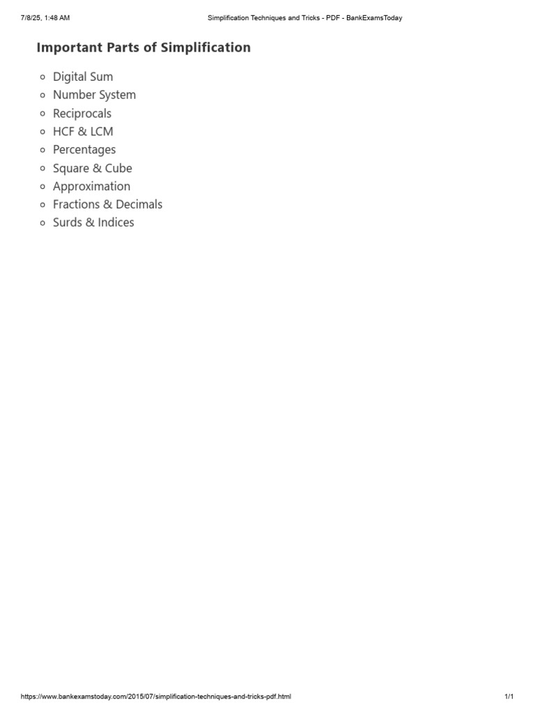 Important Parts of Simplification | PDF