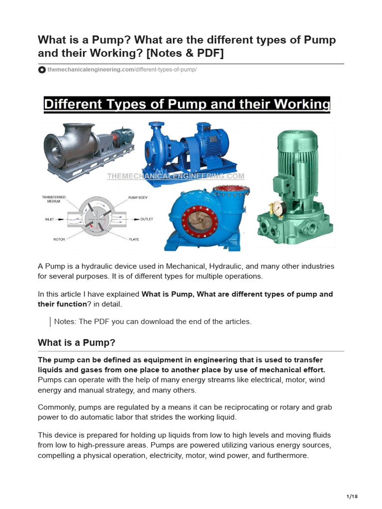 What Is A Pump What Are The Different Types of Pump and Their Working ...